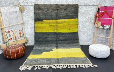Amazing Yellow Moroccan Rug ,Yellow Carpet Handmade Berber Rug , Design ...