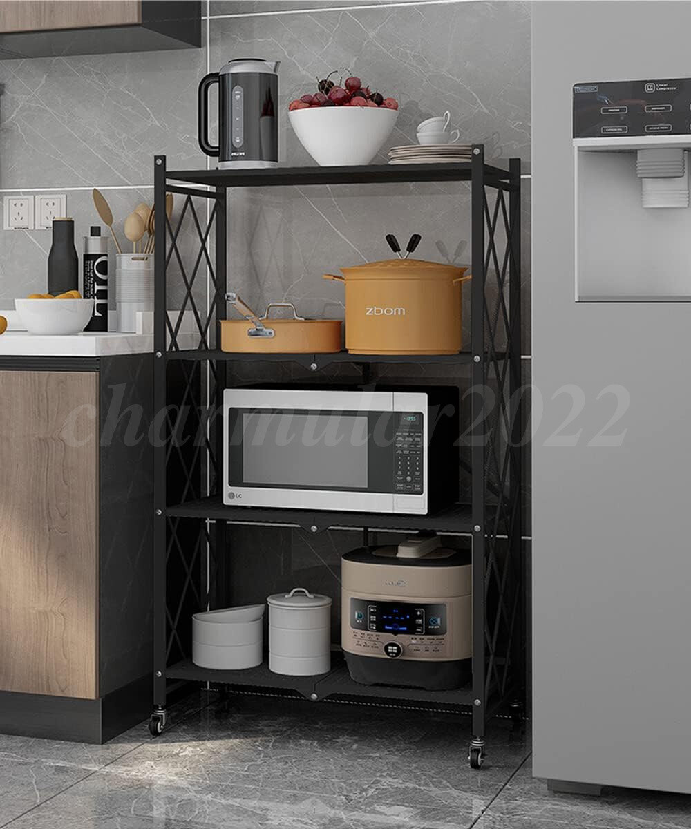 2PCS Shelves Wire Unit Rack Large Space Storage Rolling with 4 Casters ...