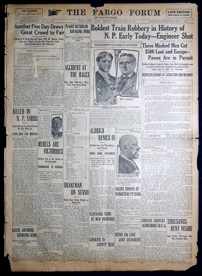 Old Train Robbery Newspaper Front Page