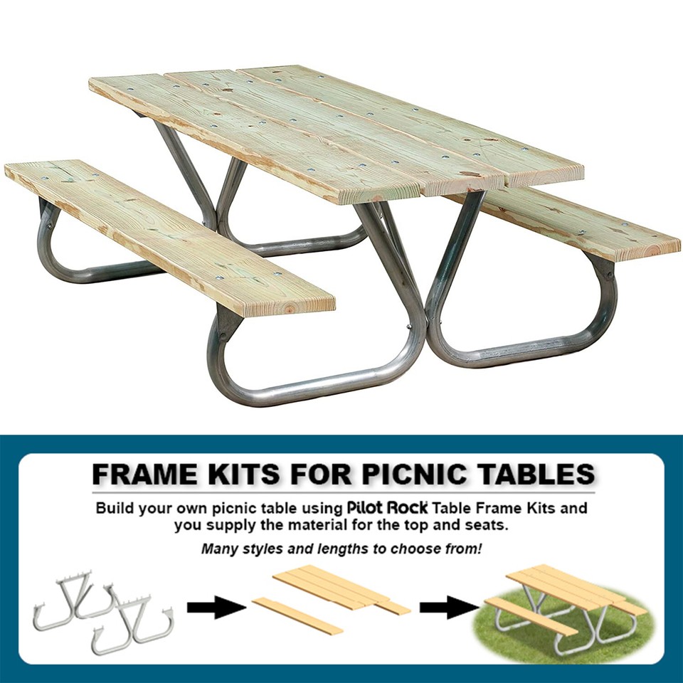 Pilot Rock 6' or 8' Outdoor Steel Non Tip Picnic Table Legs Kit (Frame ...