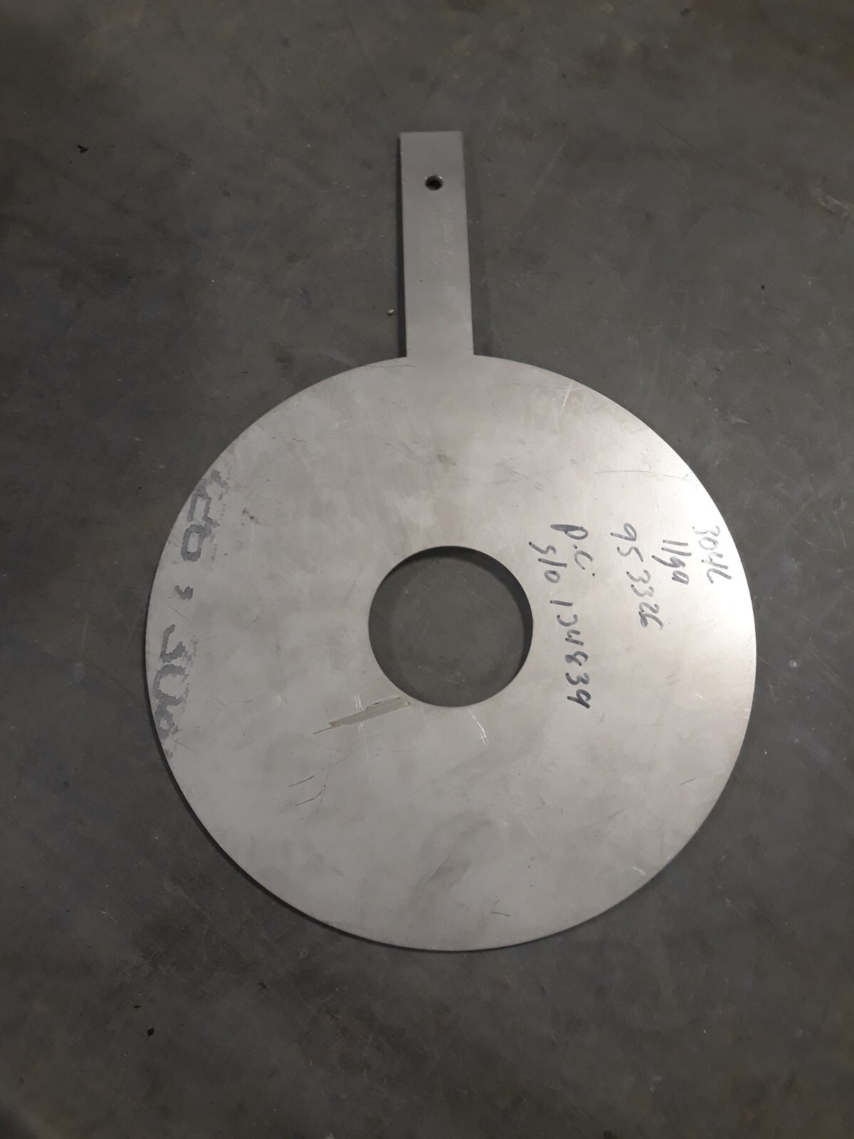 4" 1500 Paddle Orifice Plate, 1/8" Thick, 304SS, Bore ID: 2.25 ...
