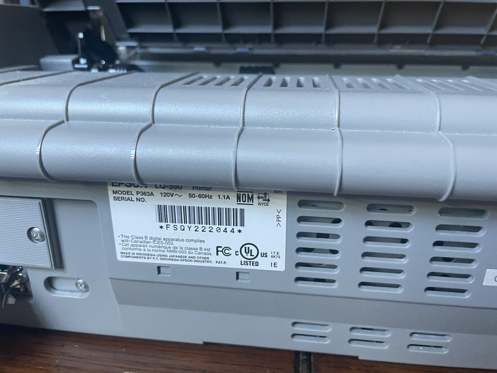 Epson LQ-590 Parallel USB Impact Dot Matrix Printer 10343850040 | eBay