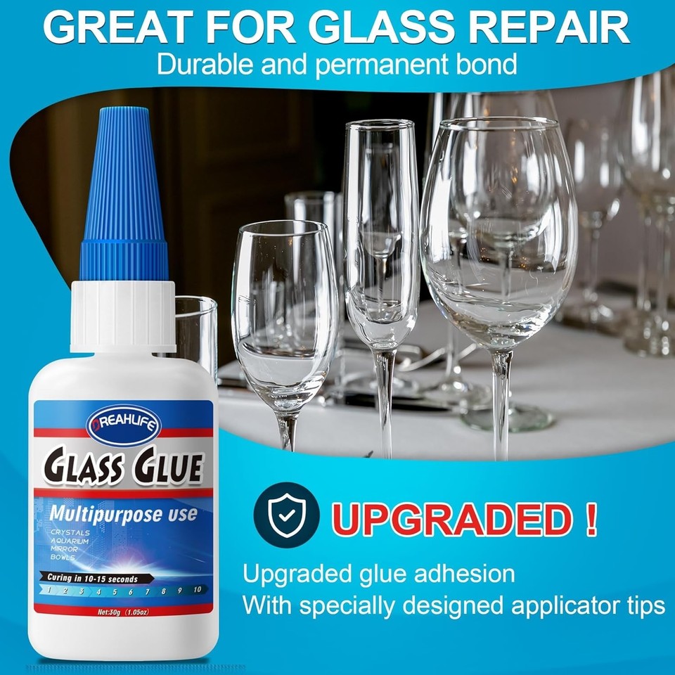 Super Glue for Glass Repair, 30g Super Instant Glass Glue, Clear ...