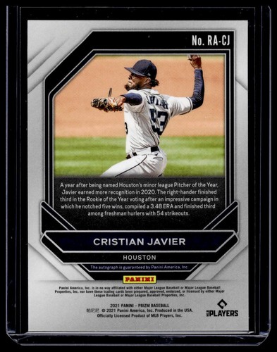 2021 Panini Prizm #RA-CJ Cristian Javier RC Rookie Autographs Houston ...
