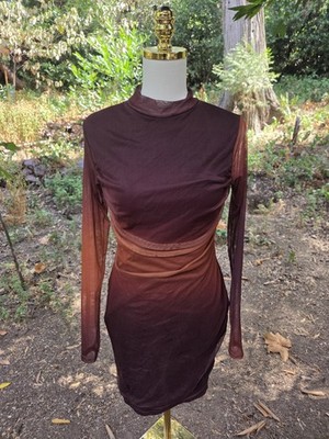 PrettyLittleThing Maroon Fall Ombre Long Sleeve Dress Size 8 | eBay