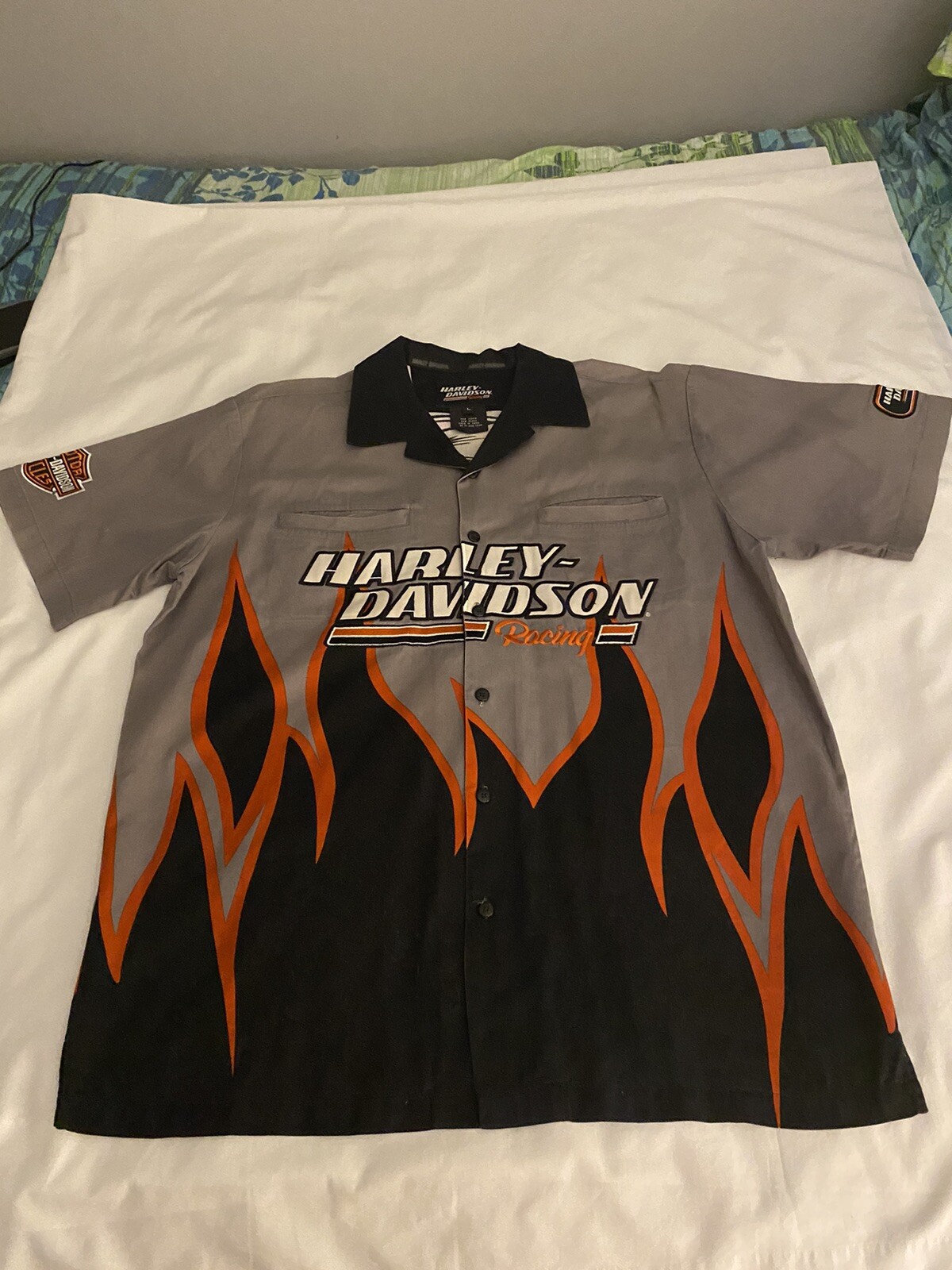 Harley Davidson Motorcycle Racing, Flames Mechanic/Ga… - Gem