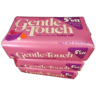 Vintage Rare Gentle Touch Bath Soap Bar w/Baby Oil 3 Pack Pink 4.75 oz ...