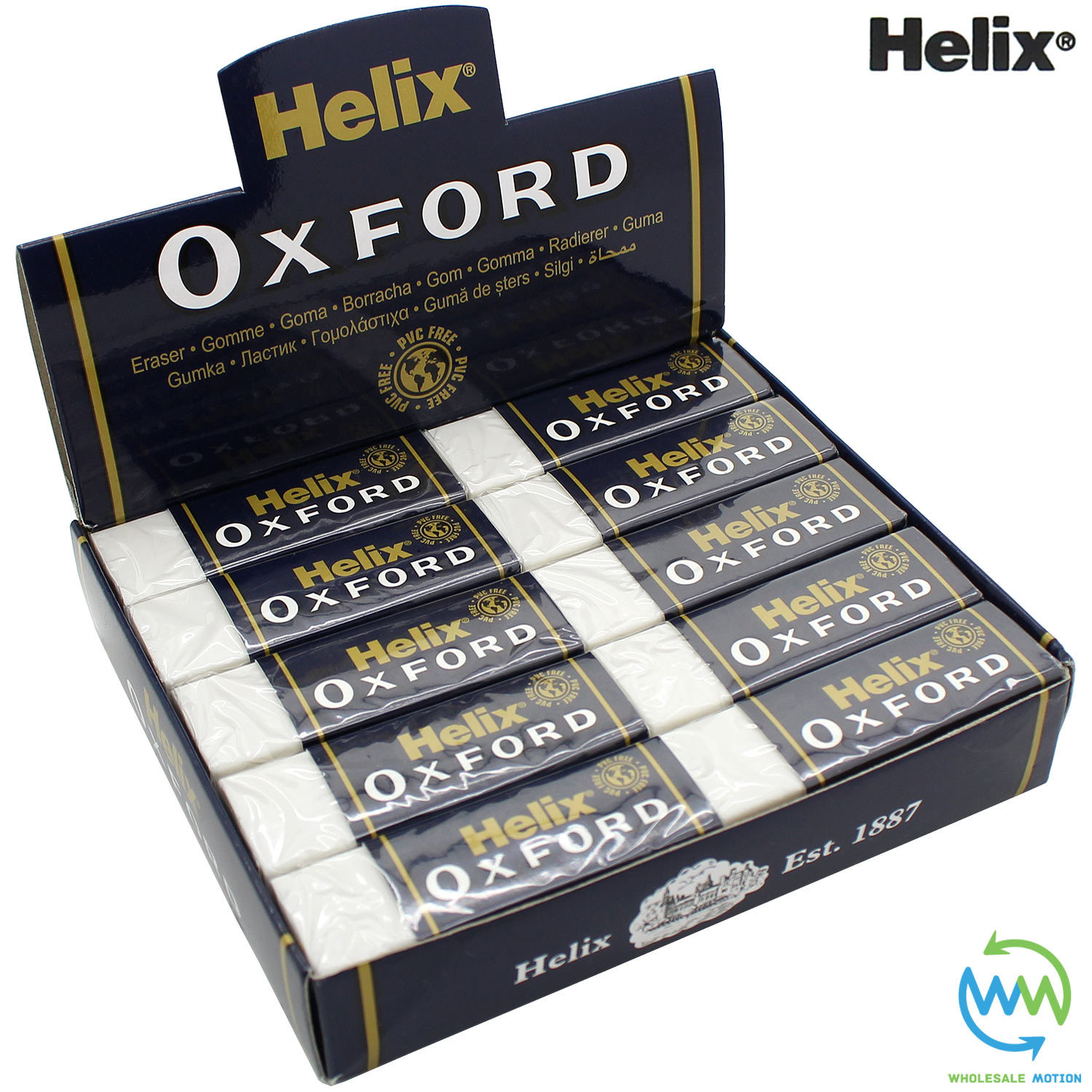 3 HELIX OXFORD Erasers LARGE Sleeve RUBBER Pencil School Draw ...