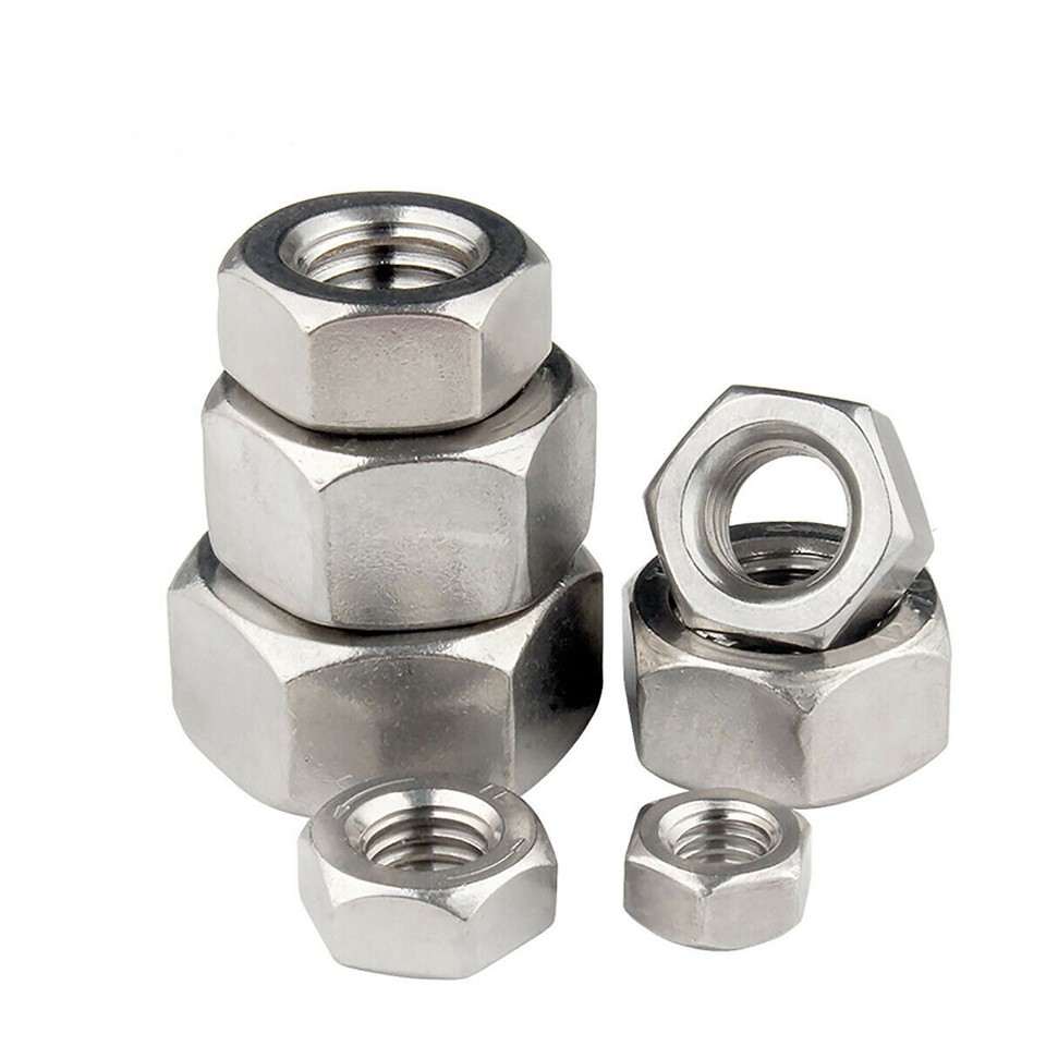 Left Hand Stainless Steel / Zinc Plated Hex Full Nuts Reverse Thread M4 ...