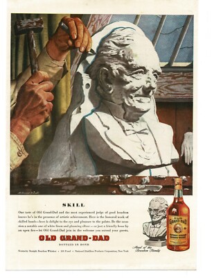 1945 Old Grand-Dad Bourbon Whiskey stone carving bust Melbourne Brindle ...