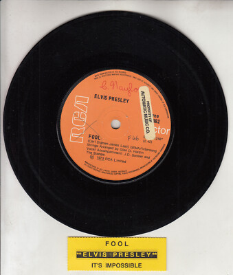 ELVIS PRESLEY Fool & It's impossible 7" 45 vinyl record + juke box ...