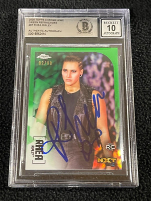 Rhea Ripley Signed 2020 Topps Chrome Green /99 Rookie Card #97 BAS Auto ...
