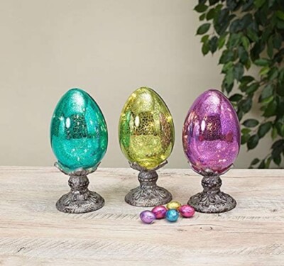 3pc Lighted Mercury Easter Egg With Stand Set - Blue-Purple-Yellow | eBay