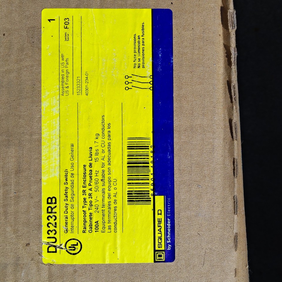 Square D DU323RB General Duty safety Switch Type 3R Enclosure 240V OPEN ...