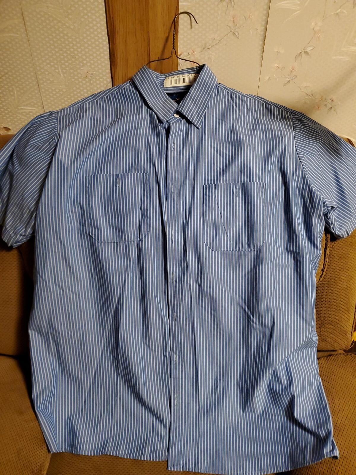 UniFirst Work Shirt Adult Mens 2XL Blue Short Sleeve Soft Comfort Pre ...