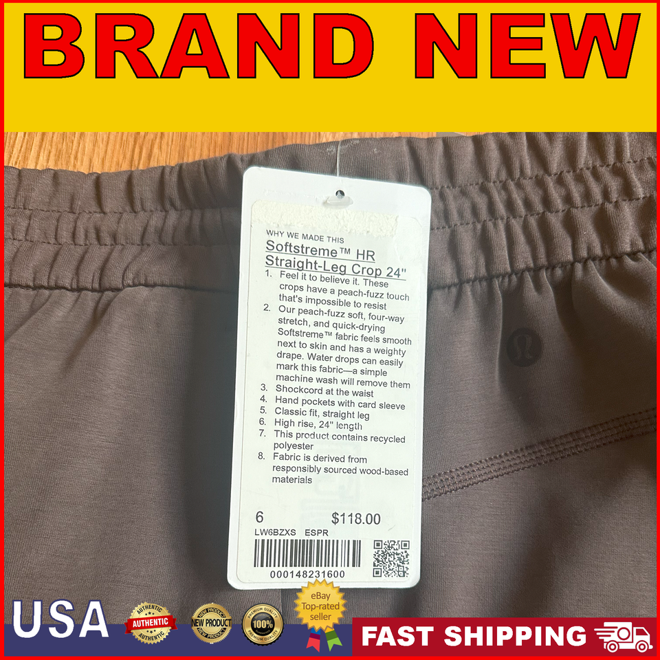 Lululemon Softstreme Hi-Rise Straight Leg Crop :- Espresso Color New ...