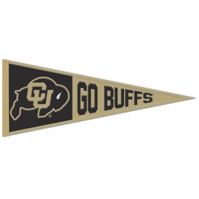 COLORADO BUFFALOES GO BUFFS WOOL EMBROIDERED PENNANT 13"x32" NEW ...