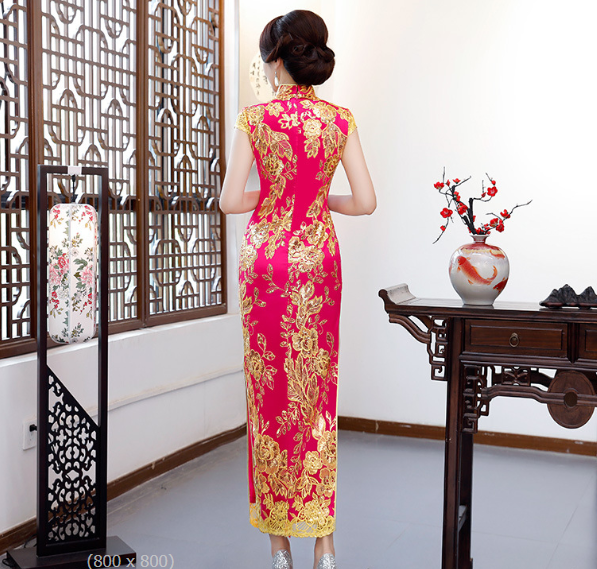 Cheongsam Women Chinese Ball Gown Fishtail Evening Long Wedding QiPao ...