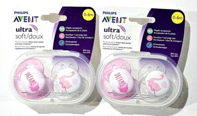 2 Packs Of 2 Philips Avent Ultra Soft 0-6m Pink Pacifier | eBay