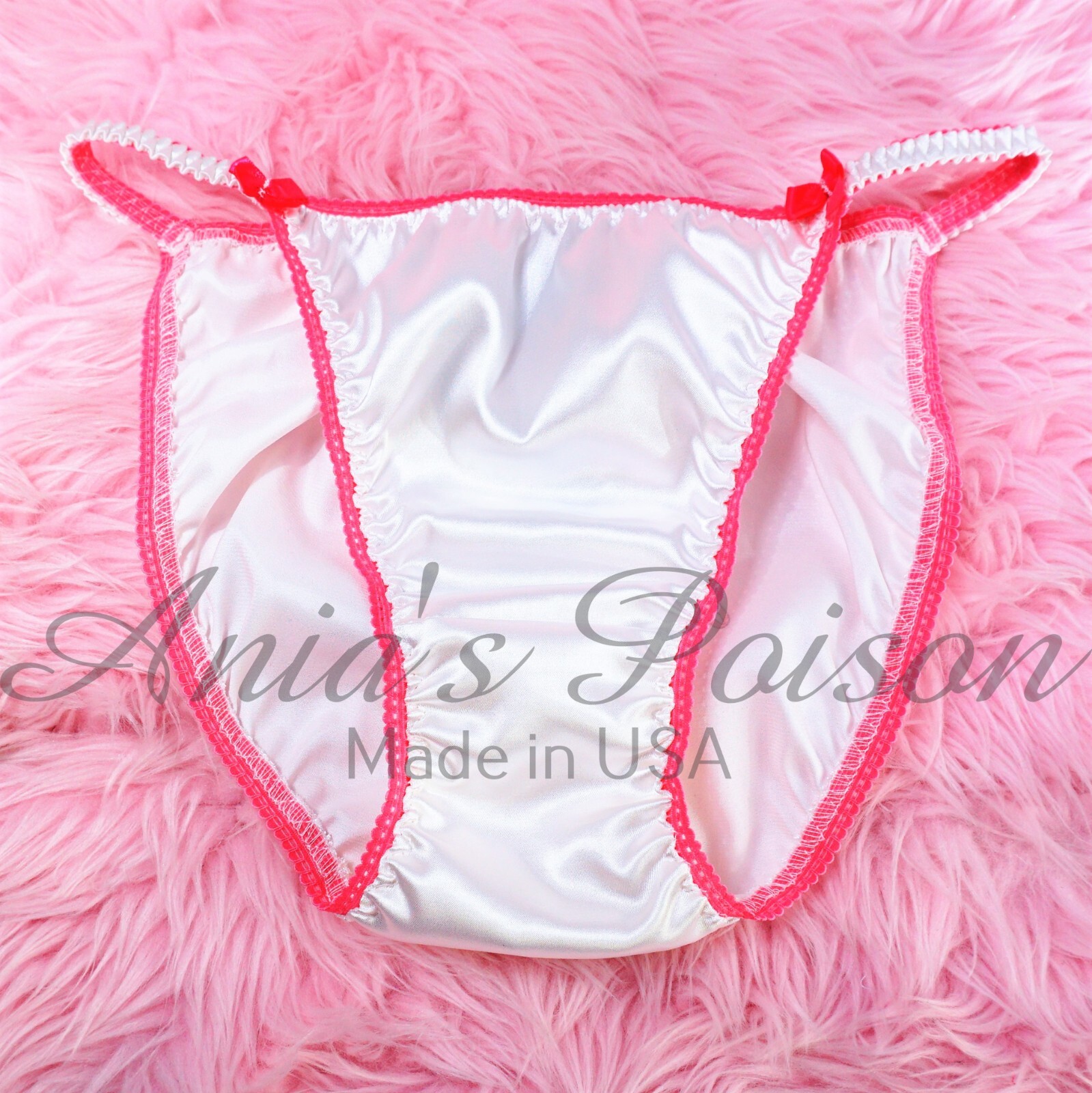 Satin Sissy DOLLY Party panties DUCHESS Cut White shiny string bikini ...