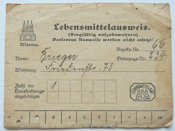 FOOD COUPON RATION CARD JEWISH MAN ALTONA GERMANY WW1 ERA | eBay