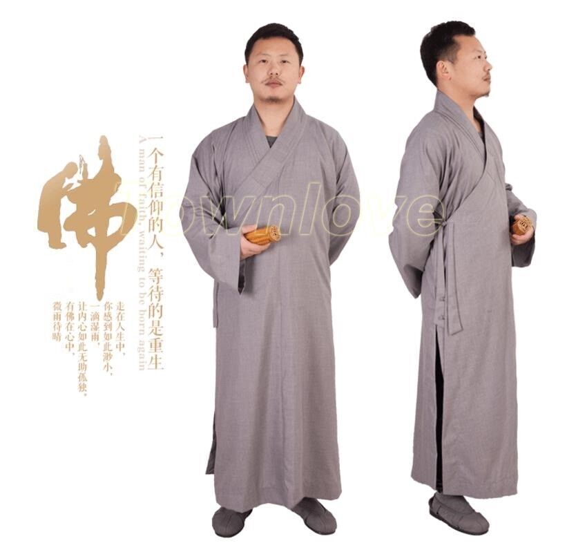 Men Women Cotton Buddhist Robe Frock Buddhism Long Meditation Clothing ...