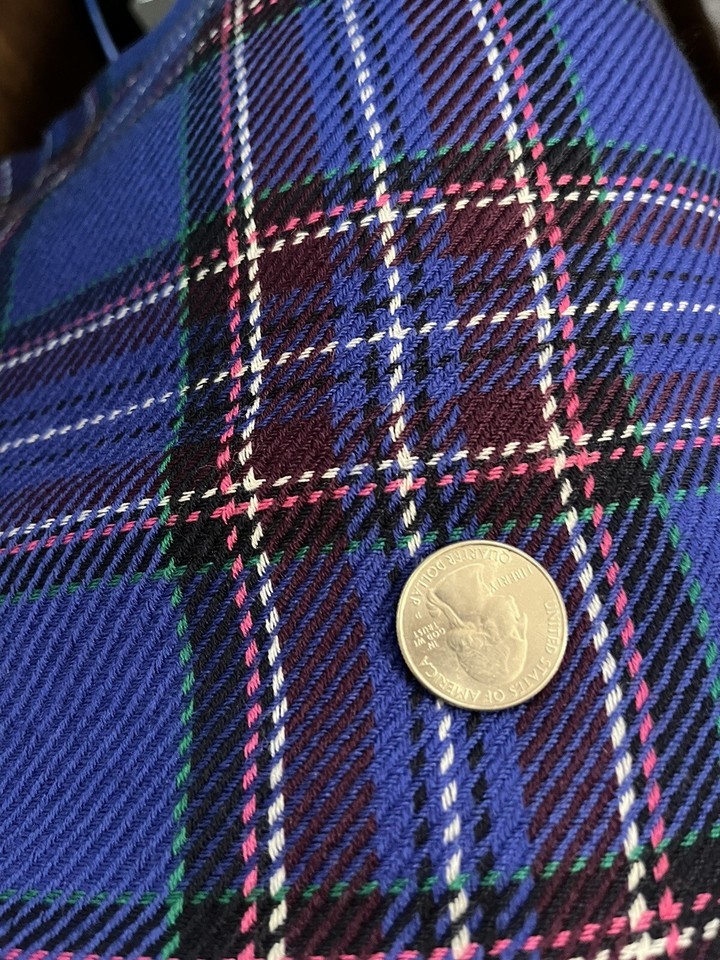 Talbots Scarf Wrap Drape Plaid Periwinkle Blue Fringe 76" Long 28"Wide ...