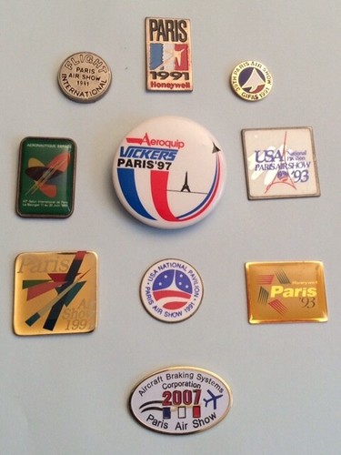 Lot 9 Pin's +BROOCH PARIS AIRSHOW VICKERS HONEYWELL GIFAS EIFFEL ...
