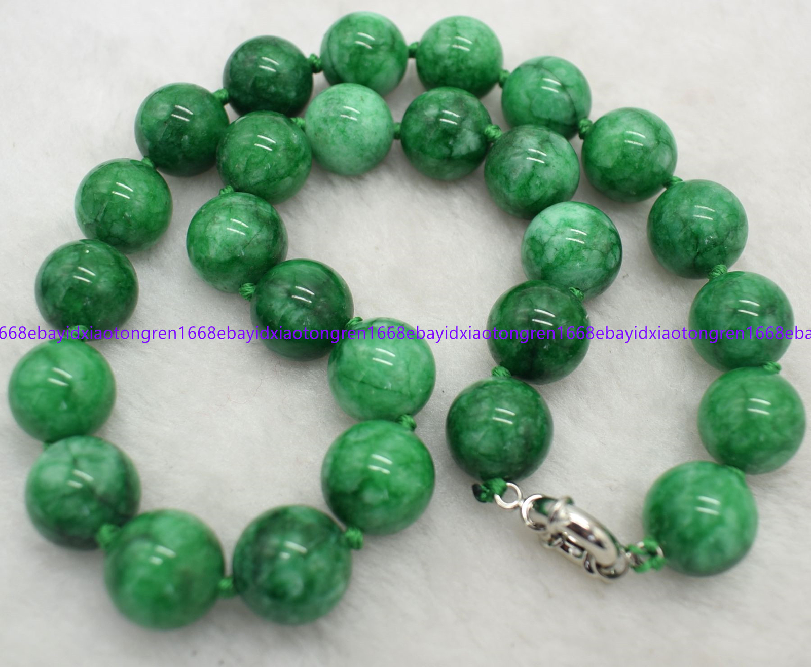 14mm Natural Green Jade Jadeite Round Gemstone Beads Necklace 16-24 ...