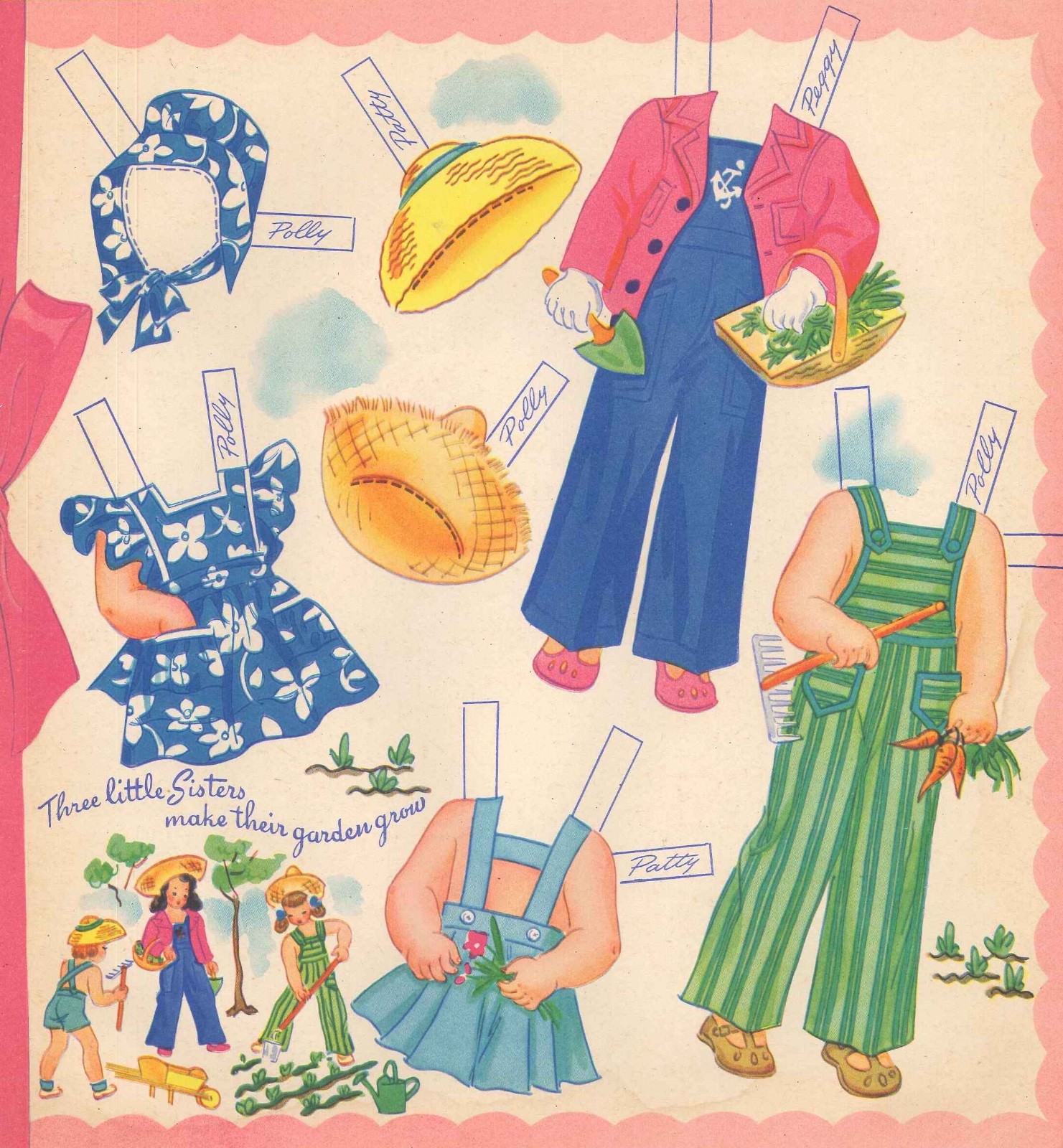 VINTGE 1945 THREE SISTERS PAPER DOLL ~CUTE LASR REPRO~ORG SZ UNCUT~LOW ...