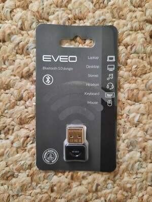 EVEO Bluetooth Dongle 5.0 Adapter Windows PC Stereo Headset Keyboard ...
