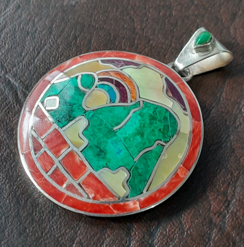PERUVIAN PENDANT WITH A MACHU PICCHU DESIGN MADE OF SILVER W/ SPONDYLUS ...