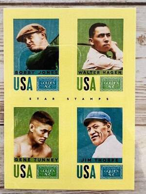 2014 Golden Age Star Stamps #24 Bobby Jones Gene Tunney Jim Thorpe ...