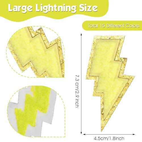 15pcs Golden Edges Lightning Iron on Patch Chenille Patches Colorful | eBay