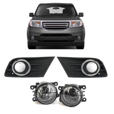 2012-2015 Honda Pilot Front Bumper Fog Light Lamp Cover & Chrome Trim ...