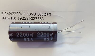 E.CAP/2200UF 63VD 105DEG RADIAL ELECTROLYTIC CAPACITOR 2200UF 63V | eBay