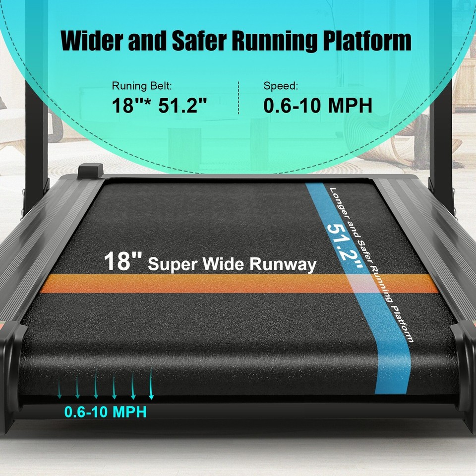 3.25HP Extra-Wide Running Treadmill, Incline Treadmill with Soft Drop ...