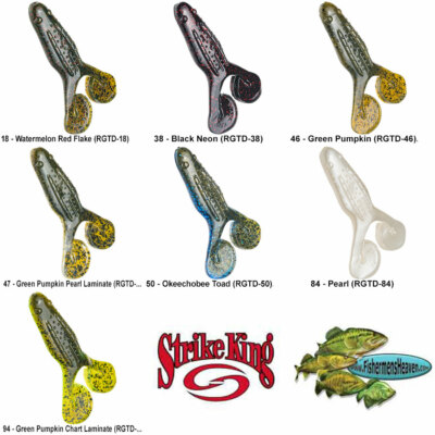 Strike King Topwater Rage Toad Soft Plastic Buzzbait 7 Colors RGTD Frog ...