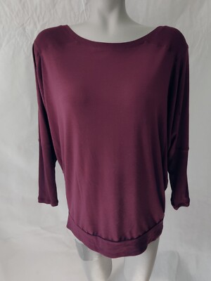 Champion Burgundy Open, Keyhole Back 3/4 Sleeve Women's Top Size L | eBay