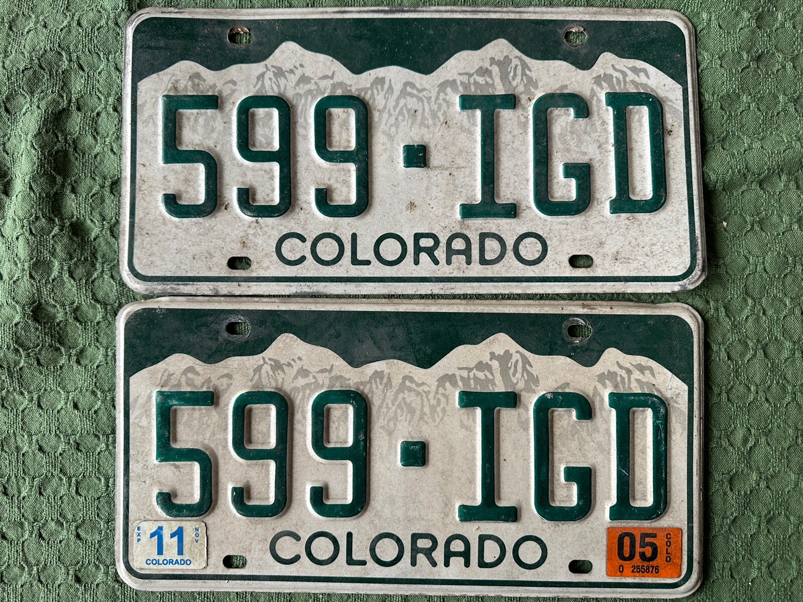 vintage Colorado license plate pair tag 599-IGD expired 2005 | eBay