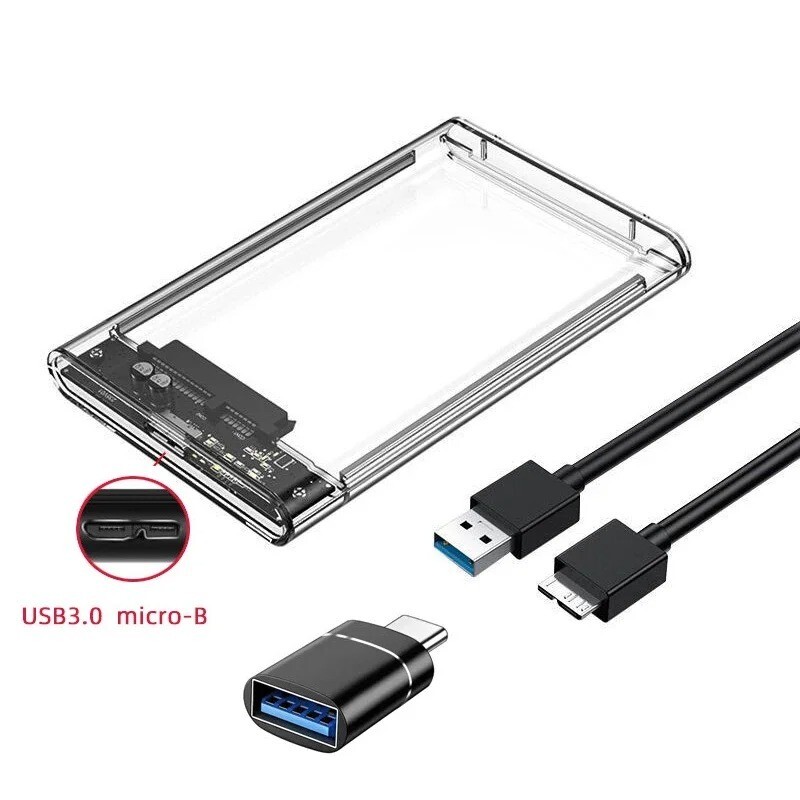2.5" SATA USB 3.0 Clear Hard Drive Disk HDD SSD Enclosure External ...