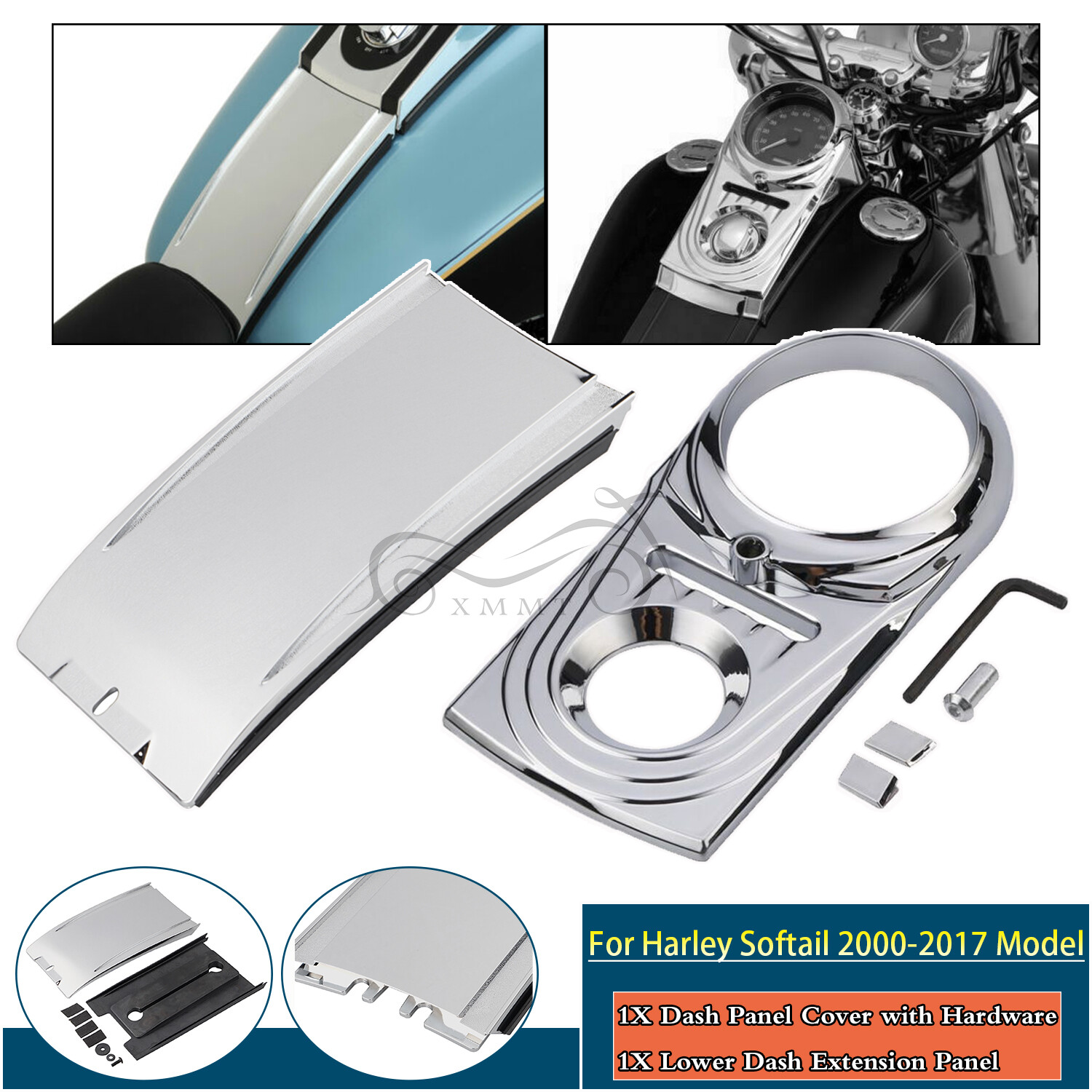 Chrome Lower Dash Panel &Insert Cover For Harley Softail FXST FXSTC ...