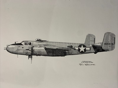 WWII US Army Air Force B-25G-10 Mitchell Airplane Print By Ken Bowers ...