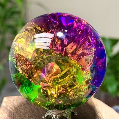 153G Natural Titanium Rainbow Quartz sphere Crystal ball Healing | eBay UK