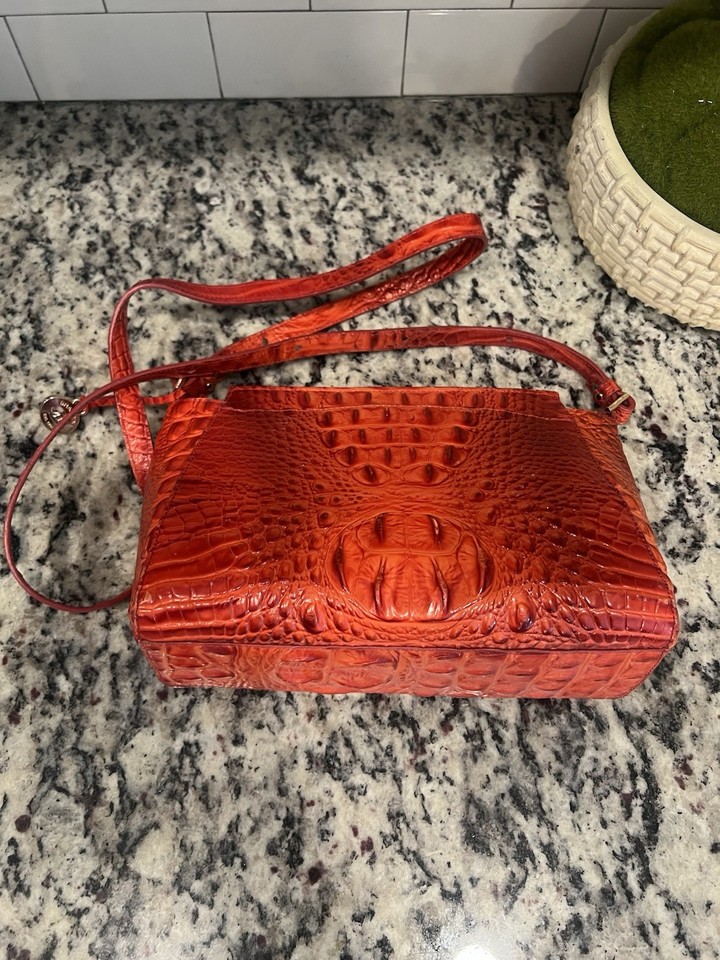 BRAHMIN Hillary Crossbody GORGEOUS Orange/Red genuine leather | eBay