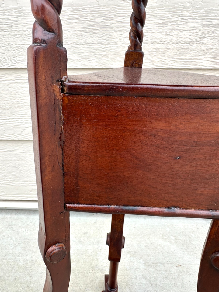 Antique Red Mahogany Wood Plant Stand with 2 Small Drawers or Cigar ...