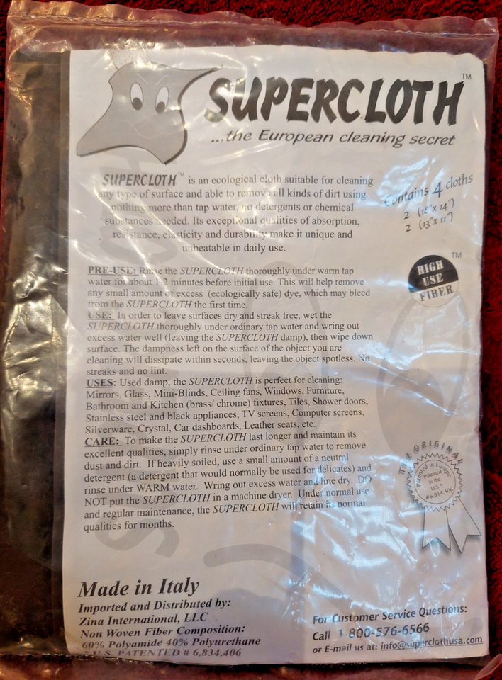 SUPERCLOTH: 4 Cloth Pack 2 (18” x 14”) & 2 (13" x 11") | eBay