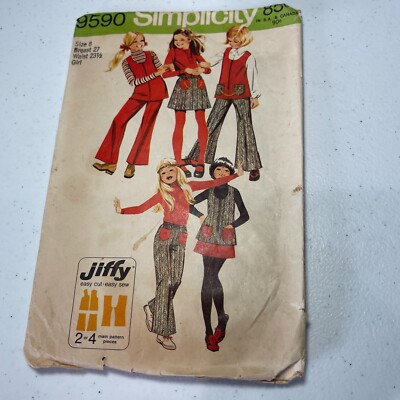 Vintage Simplicity Pattern 9590 Childs Tunic, Skirt and Pants Size 7-14 ...