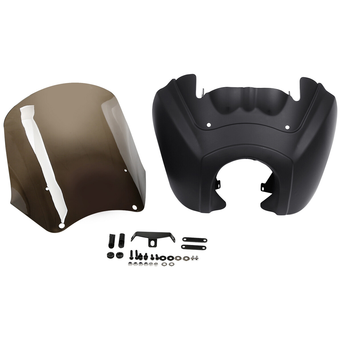 Matte Headlight Fairing Cover 15'' Smoke Windshield Fit for Harley Dyna ...