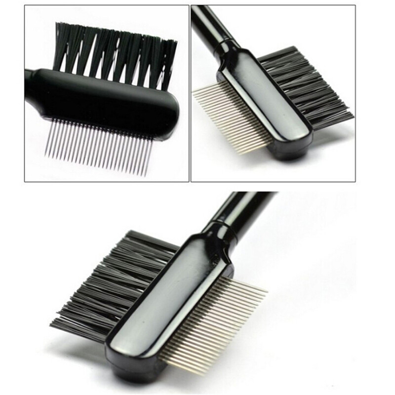 1pc Steel Eyebrow Eyelash Dual-Comb Extension Brush Metal Comb Makeup ...